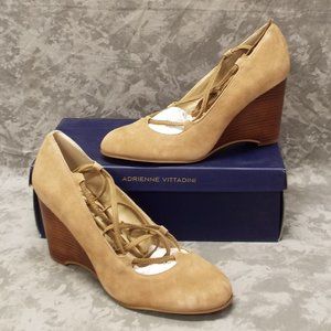 Adrienne Vittadini Shoes | Navy Blue Leather Wedges 95 | Poshmark